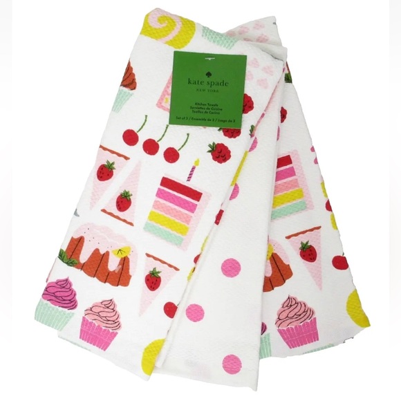 kate spade | Kitchen | Nwt Kate Spade Set Of 3 Cake Kitchen Towels ...